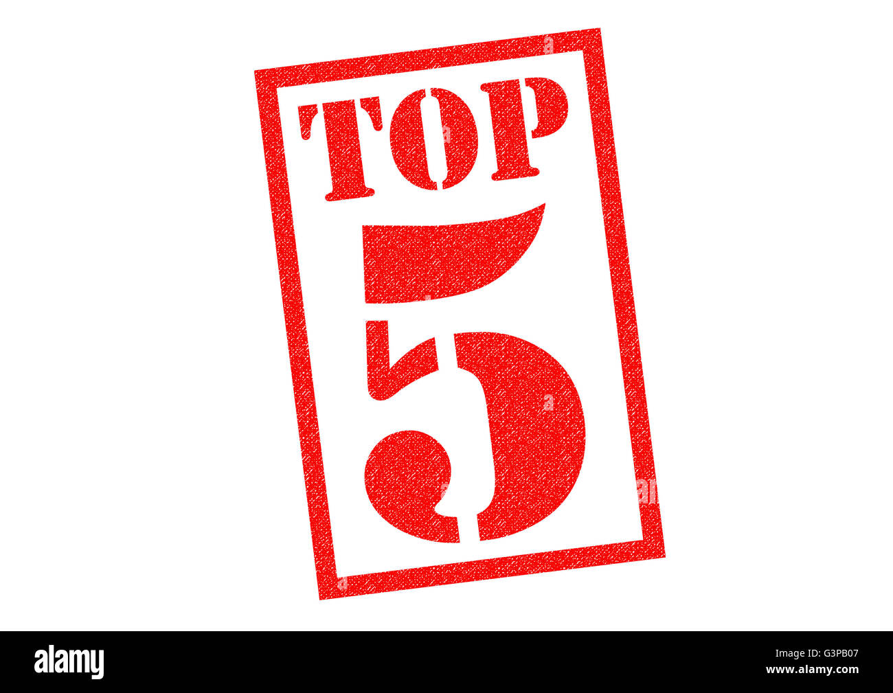 TOP 5 red Rubber Stamp over a white background Stock Photo - Alamy