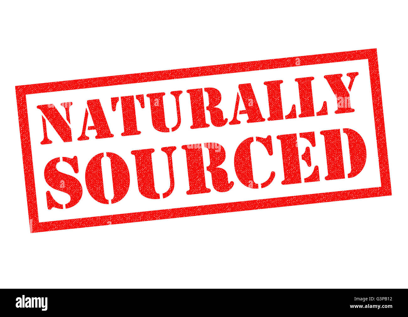 NATURALLY SOURCED red Rubber Stamp over a white background Stock Photo ...