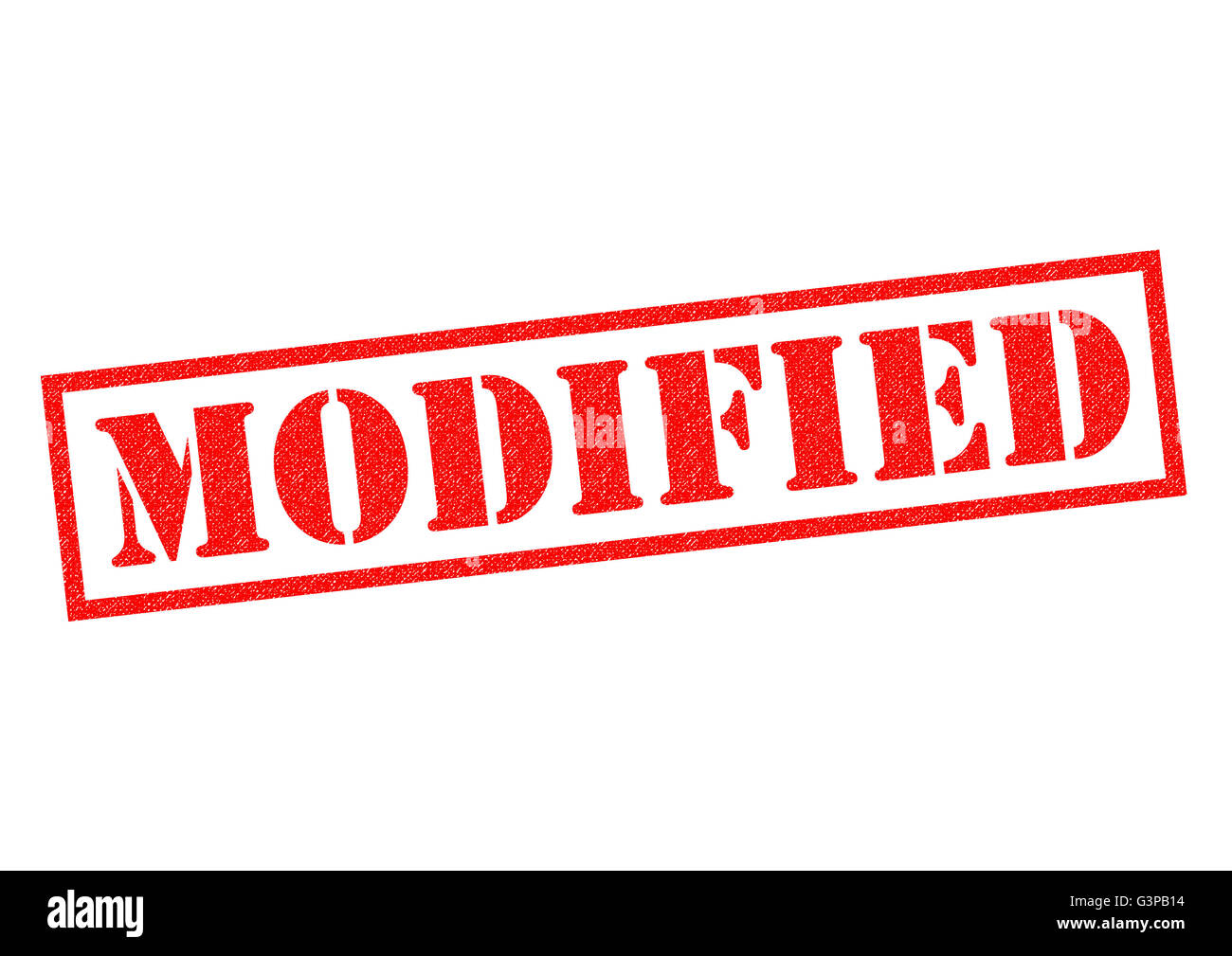 MODIFIED red Rubber Stamp over a white background Stock Photo - Alamy