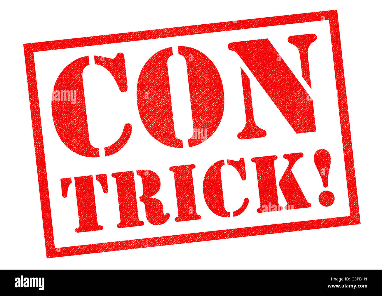 CON TRICK! red Rubber Stamp over a white background Stock Photo - Alamy