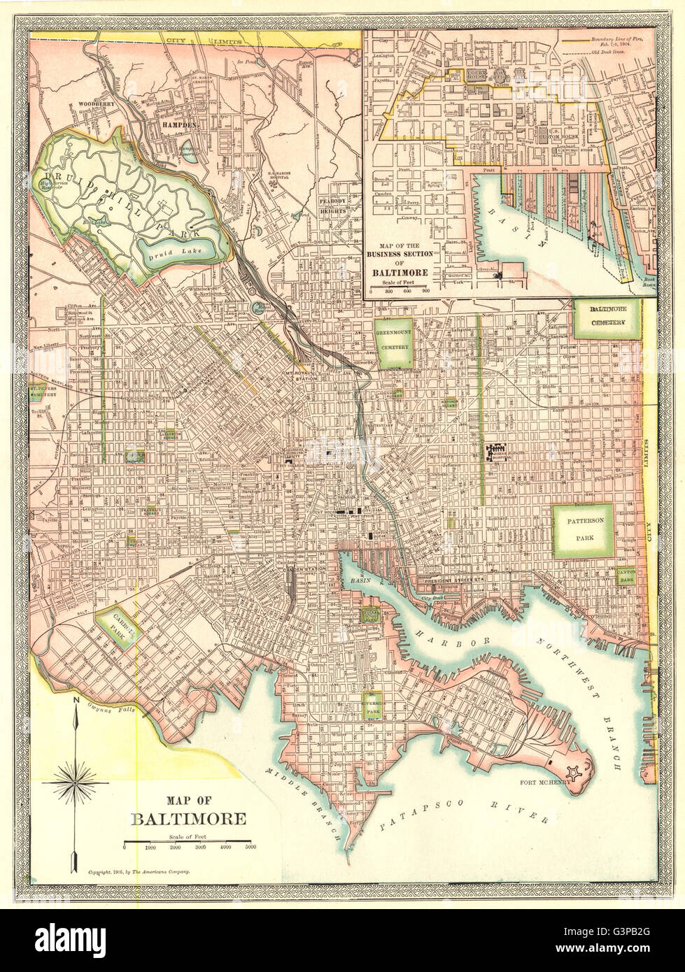 Baltimore city map hi-res stock photography and images - Alamy