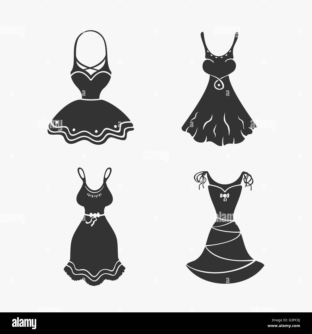Vector Silhouette Set Women Dress Stock Vector Image & Art - Alamy