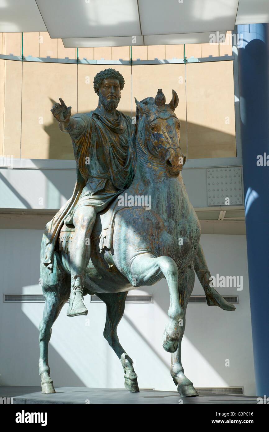 Bronze equestrian statue of Marcus Aurelius, 2nd century AD, Capitoline ...