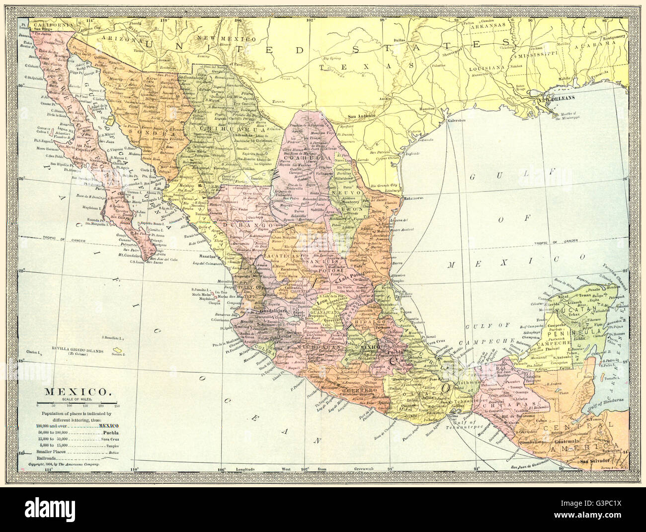 20th century mexico map hi-res stock photography and images - Alamy