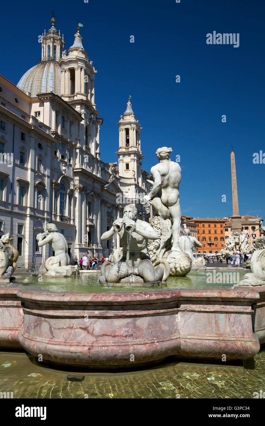Moor Fountain, Fontana del Moro, Piazza Navona, Rome, Italy, Europe ...