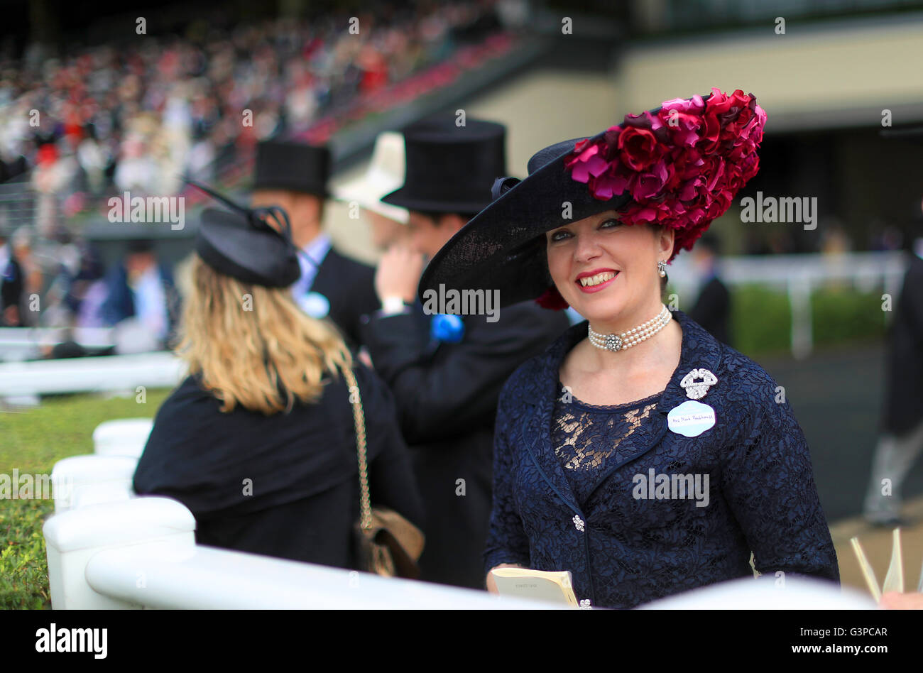 Mrs Mark Parkhouse watches the races during day one of Royal Ascot 2016 ...
