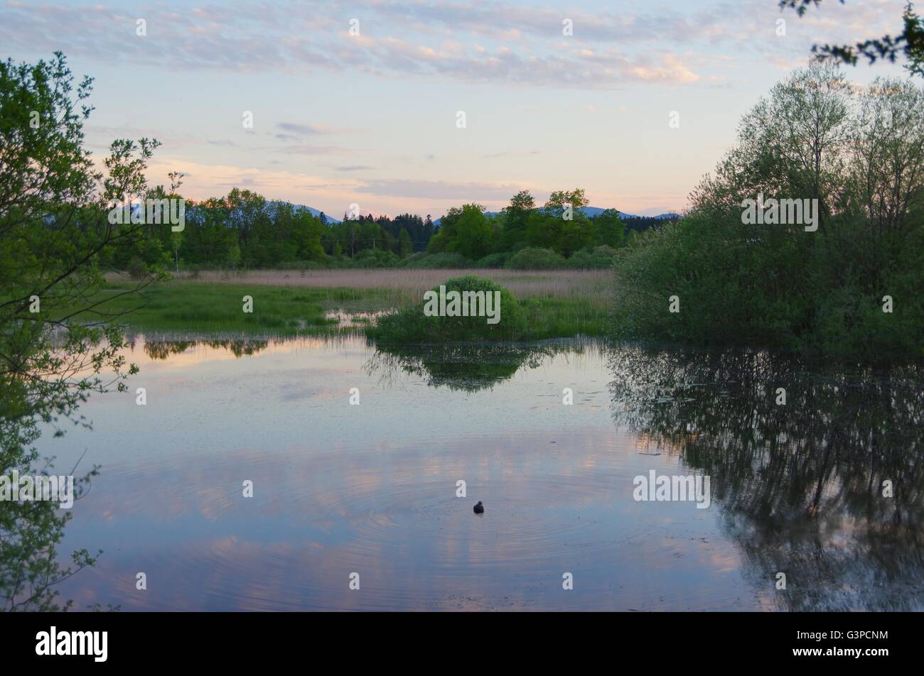 HDR image of a sunset at a lake Stock Photo - Alamy