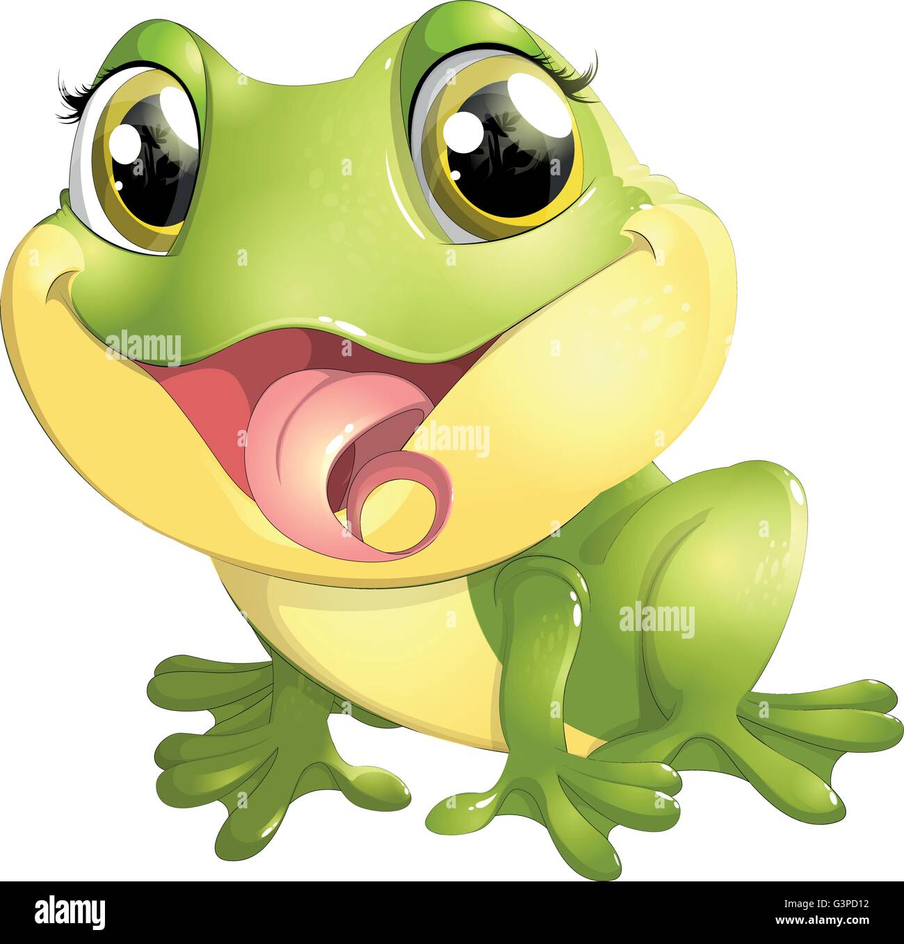 Cute Cartoon Frog With Big Eyes