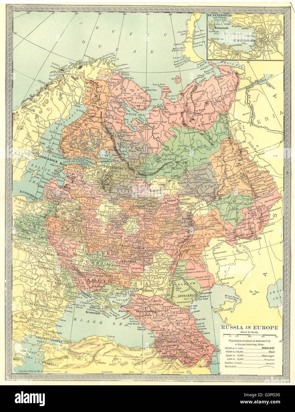 RUSSIA IN EUROPE. St. Petersburg environs, 1907 antique map Stock Photo ...