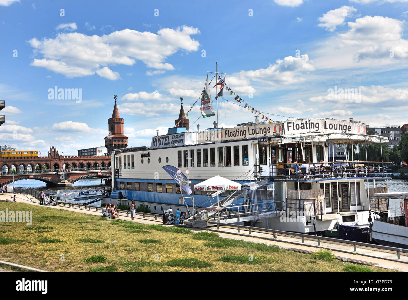 Hotel Boat German Berlin Wall by former border Kreuzberg Germany ( the ...
