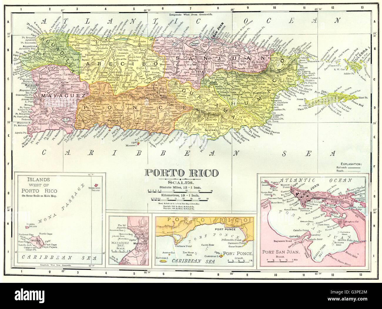 PUERTO RICO, Vieques & Culebra. San Juan plan. 'Porto Rico', 1907 ...