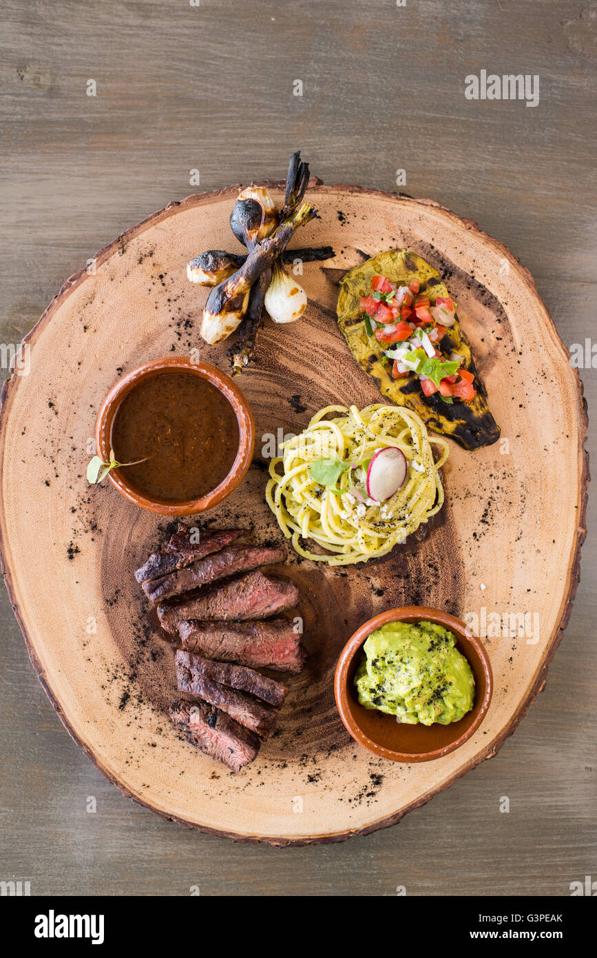 Overhead view of a charred carne asada plate Stock Photo - Alamy