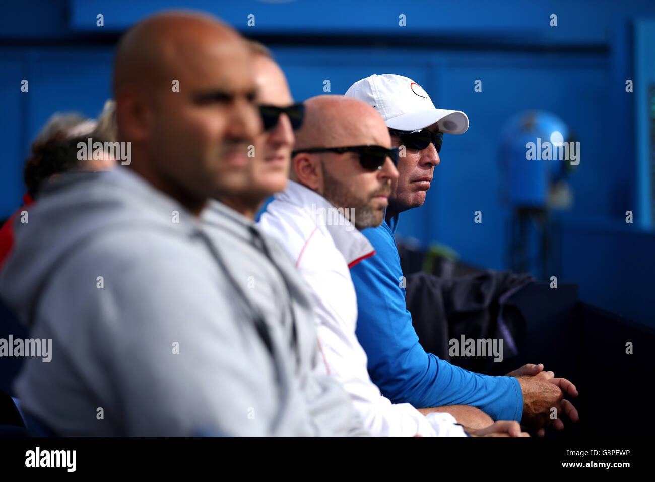 Tennis coach Ivan Lendl (right) watches Great Britain's Andy Murray ...