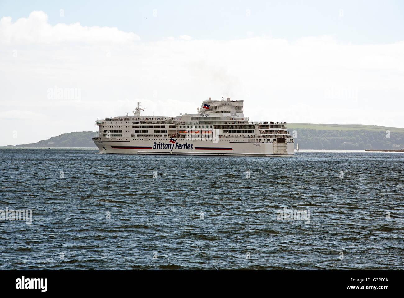 The roll on roll off Brittany Ferries Pont Avon outbound from Plymouth ...