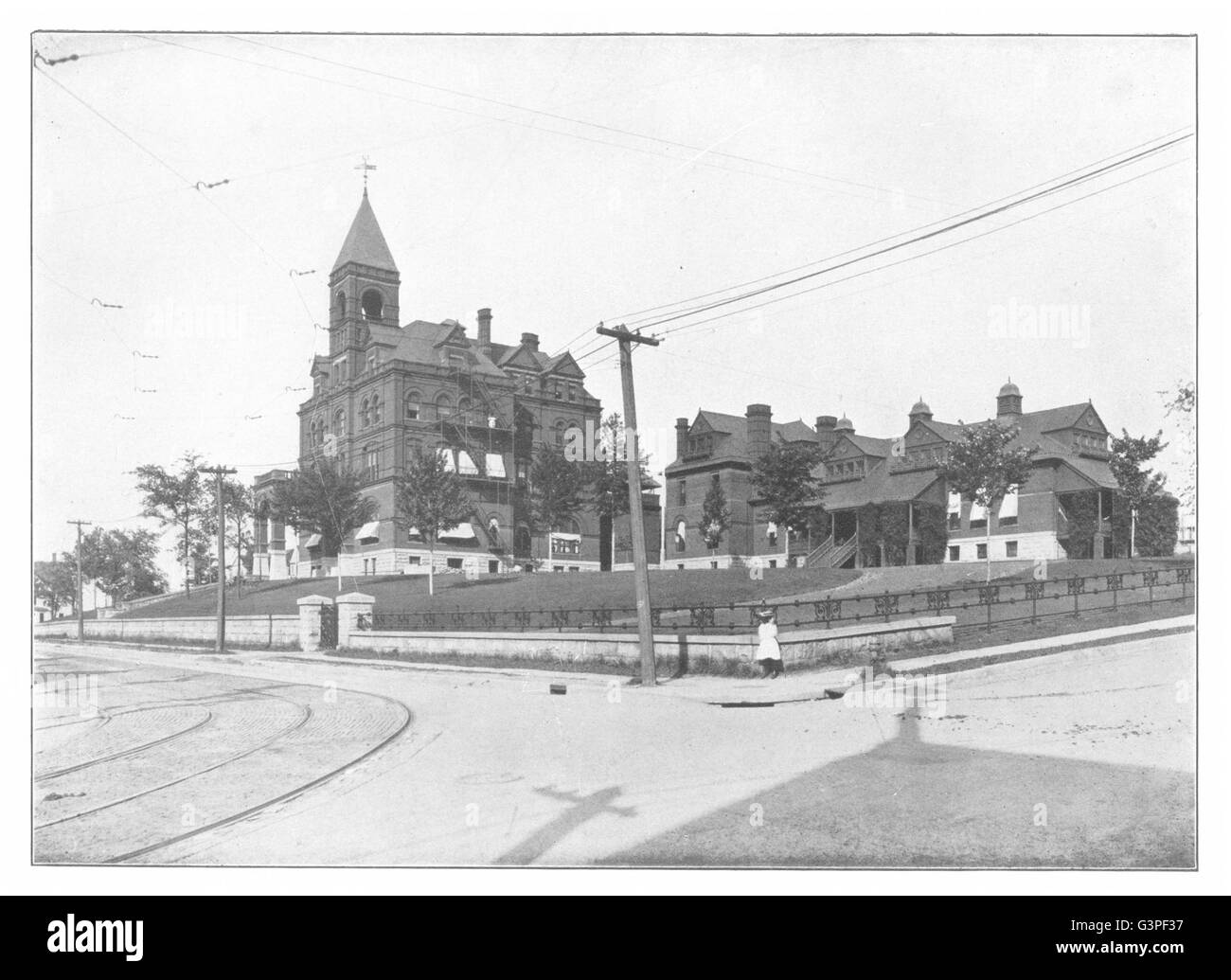 PENNSYLVANIA: The Moses Taylor hospital, antique print 1907 Stock Photo ...