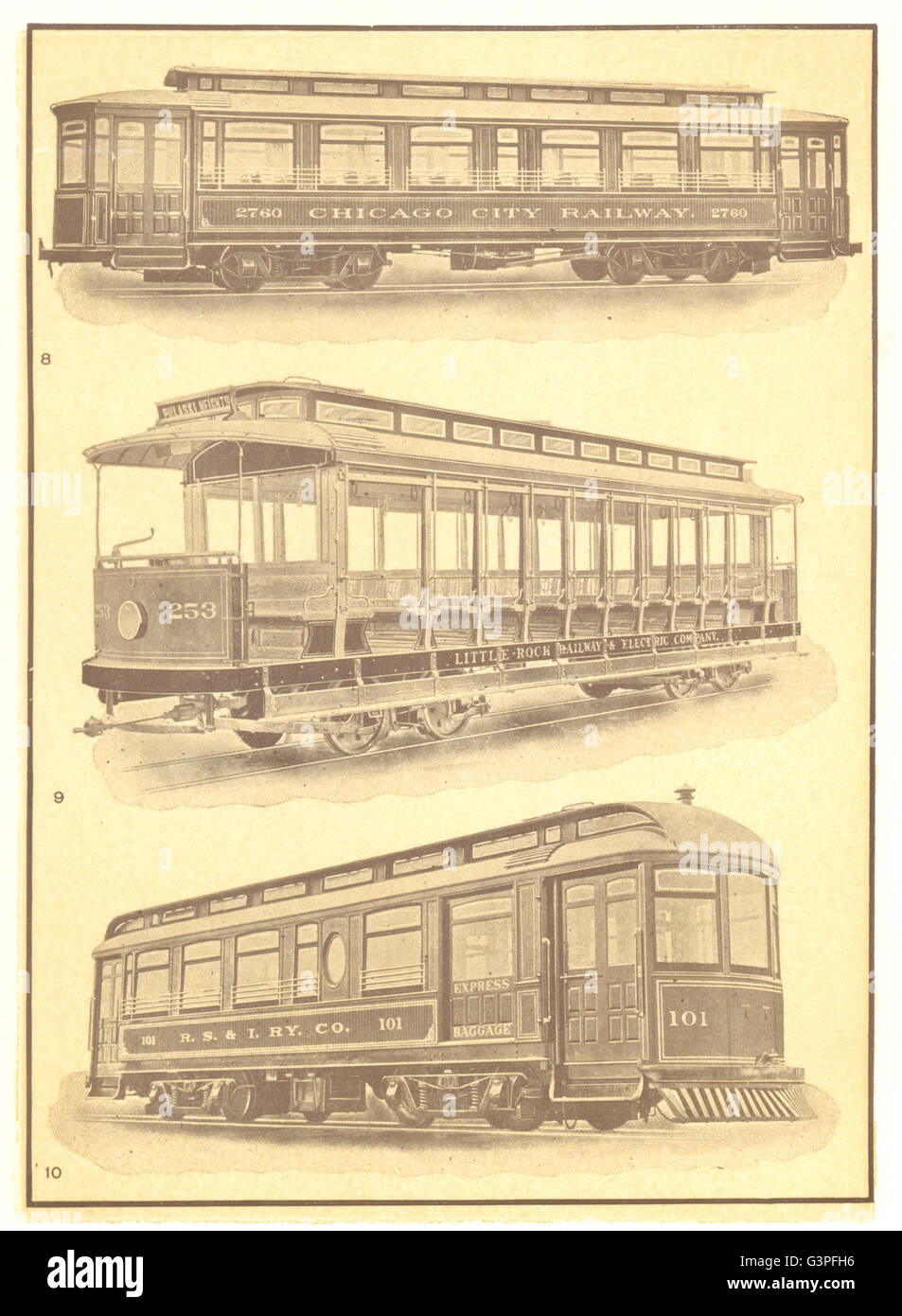 St RAILWAY CARS: Double truck car, semi-convertible; open; interurban ...