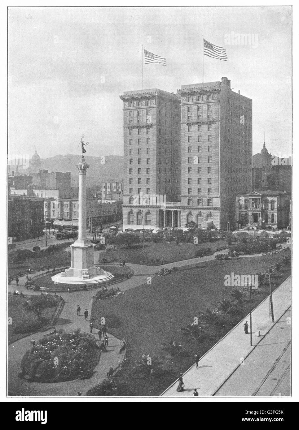 CALIFORNIA: San Francisco; Union Square, antique print 1907 Stock Photo ...