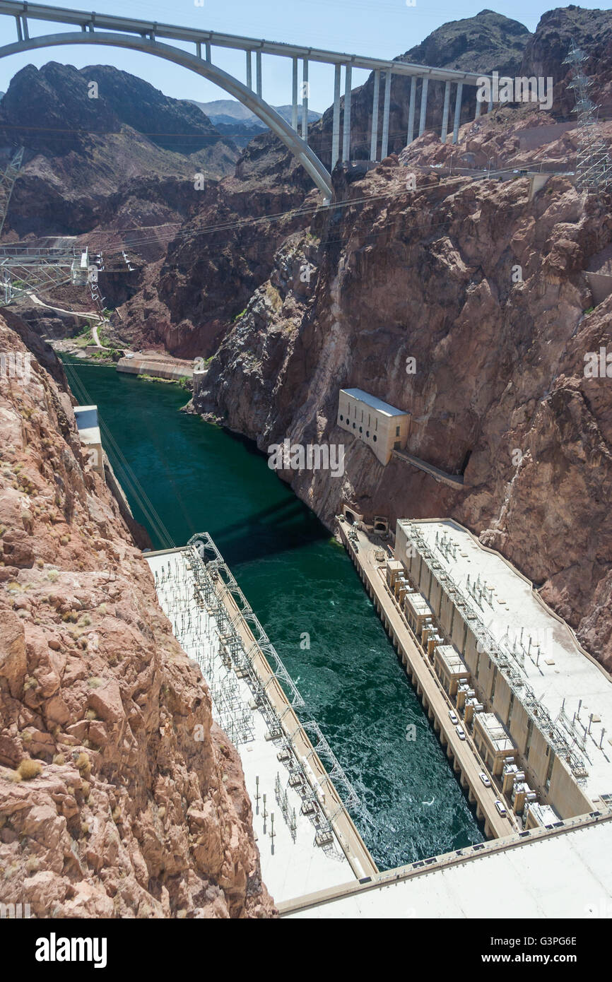 Hoover Dam also known as Boulder Dam, in the Black Canyon of the ...