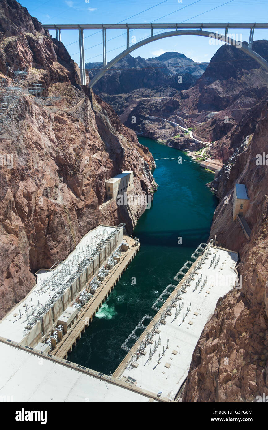View of Mike O'Callaghan–Pat Tillman Memorial Bridge from Hoover Dam ...