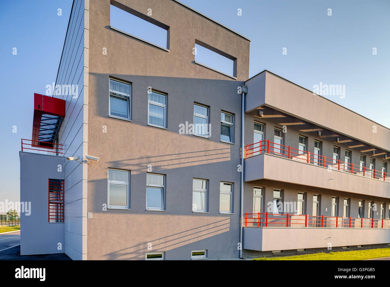 Perspective view of modern and contemporary building in exterior Stock ...