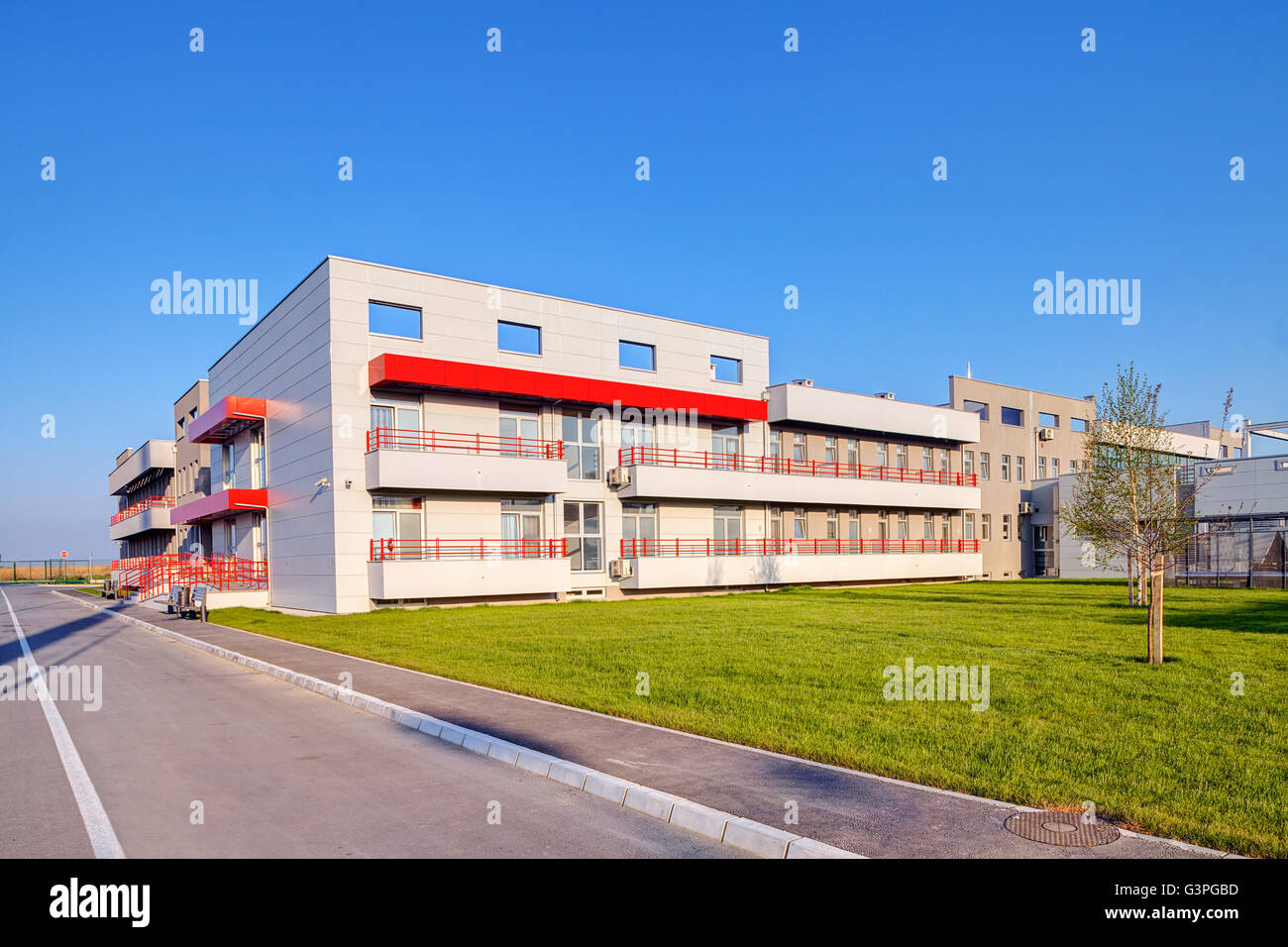 Perspective view of modern and contemporary building in exterior Stock ...