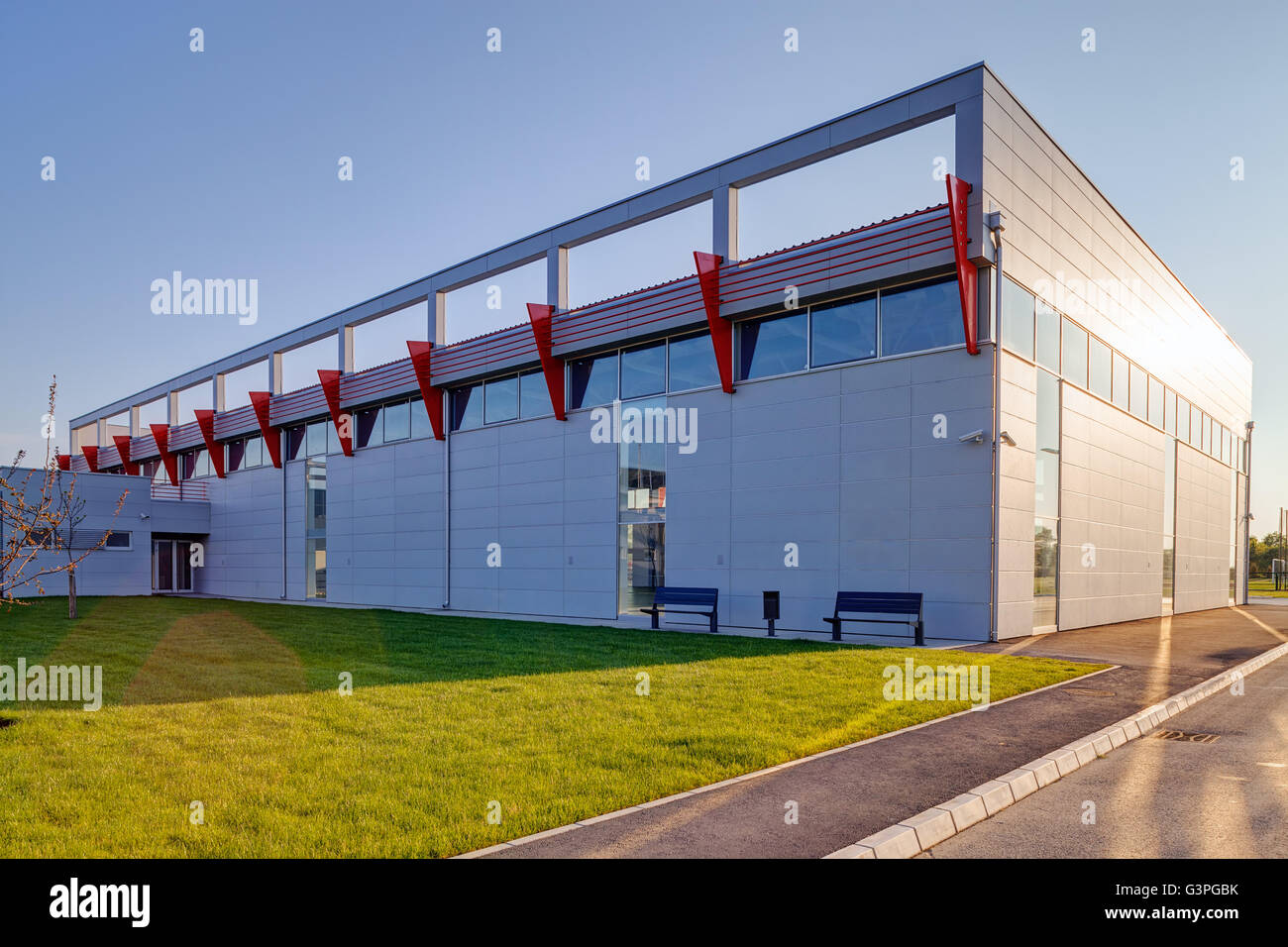 Perspective view of modern and contemporary building in exterior Stock ...