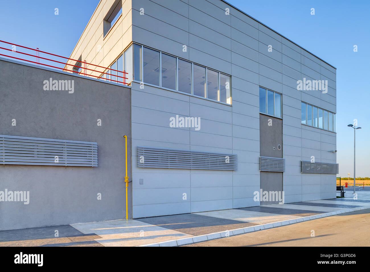 Perspective view of modern and contemporary building in exterior Stock ...