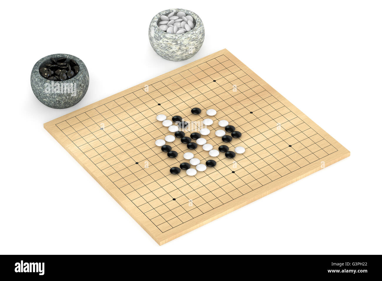 Go game, 3D rendering isolated on white background Stock Photo - Alamy
