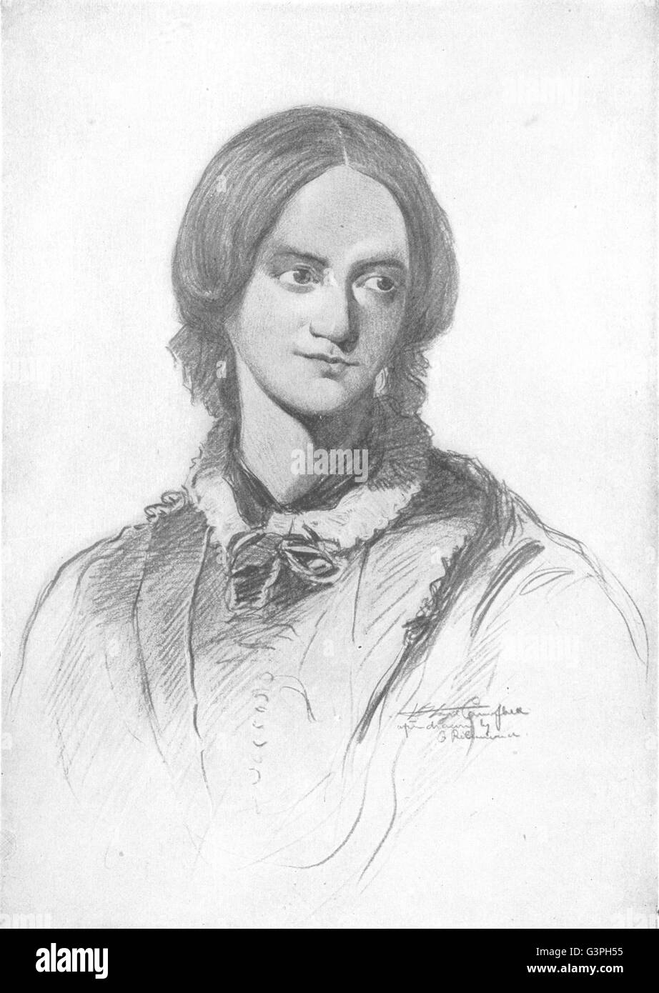 AUTHORS: Charlotte Bronte, antique print 1907 Stock Photo - Alamy