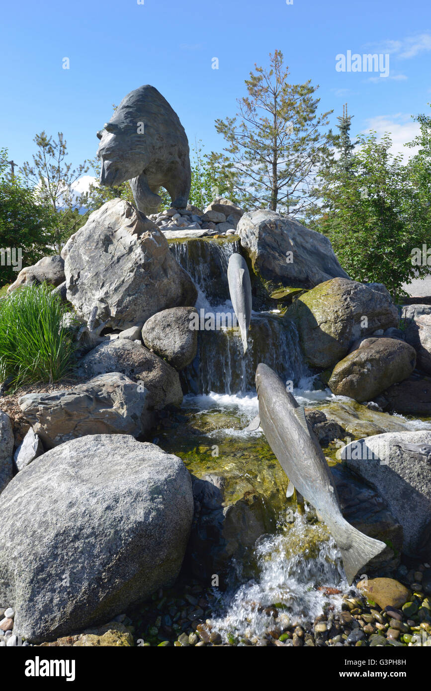 USA; Salmon; Idaho; Grizzly Bear; Statue; Waterfall; Water fall; falls ...