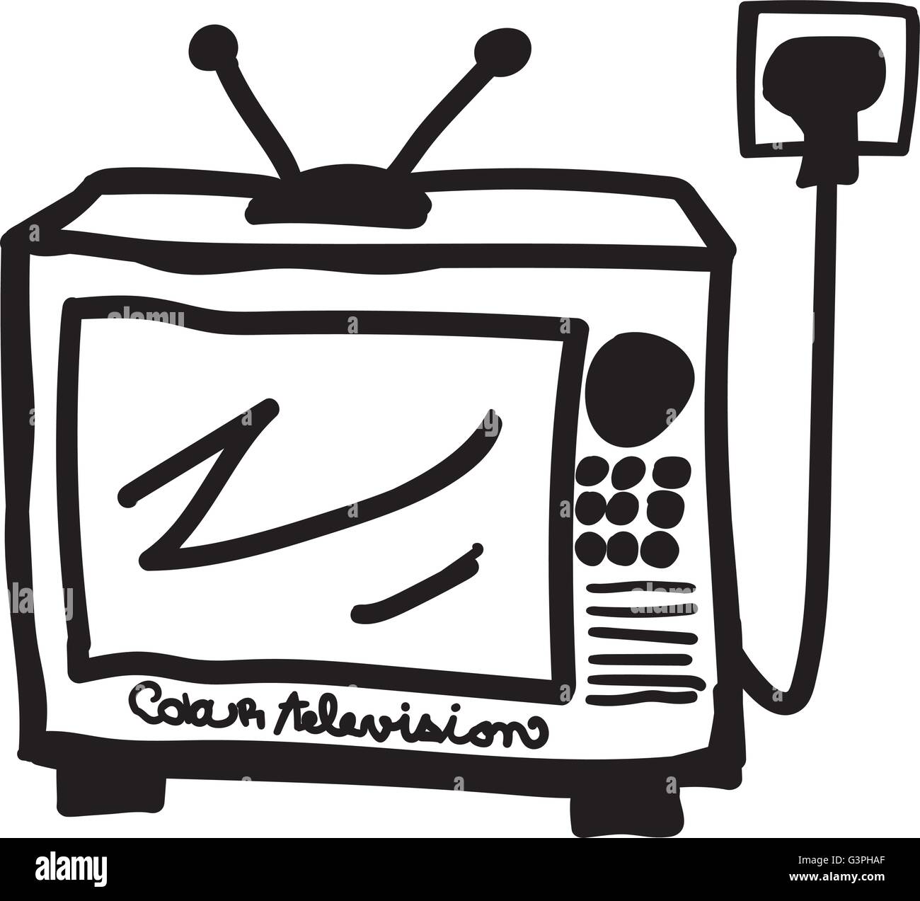 Television doodle icon with separated fill layer Stock Vector Image ...