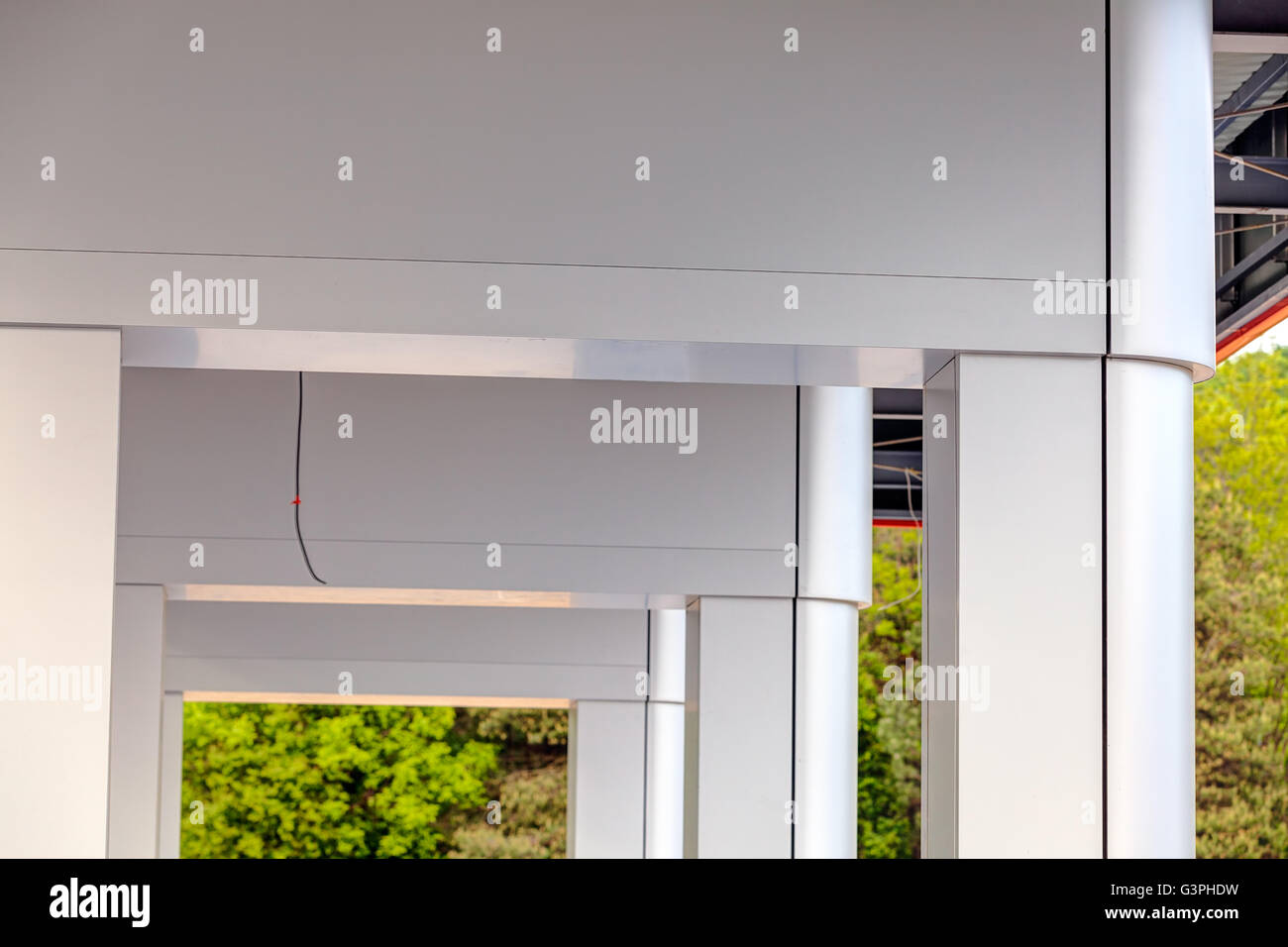 Detail of modern and contemporary building in exterior; note shallow ...