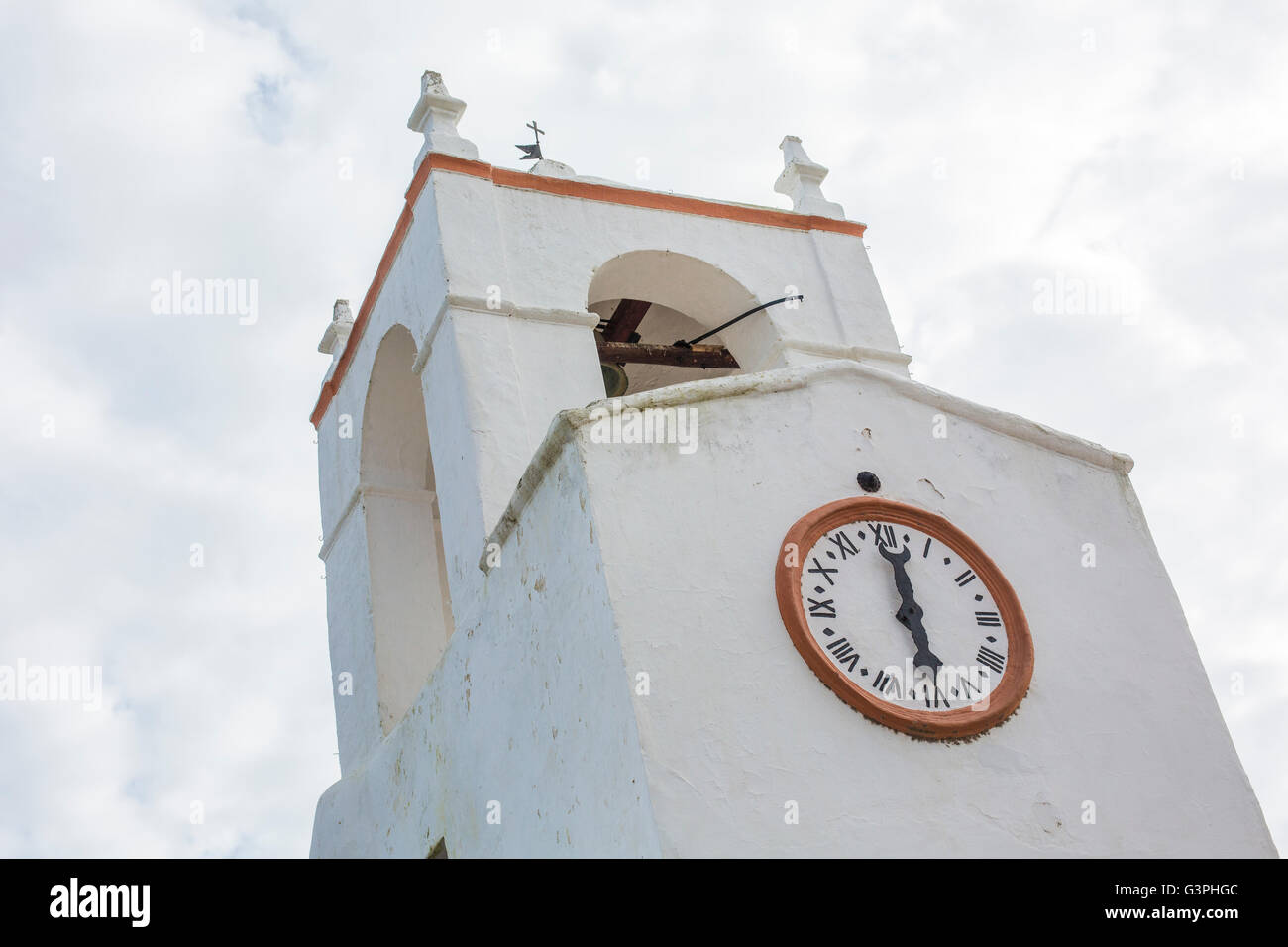 Church (old mosque) in the town of Mertola with Moorish castle beside ...