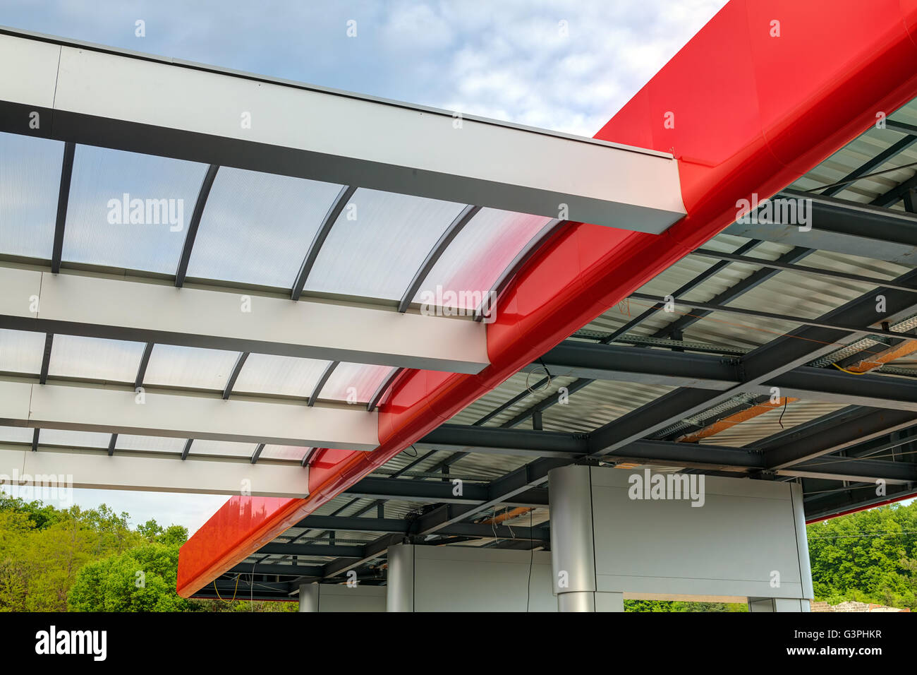 details of aluminum facade and aluminum panels on industrial building ...