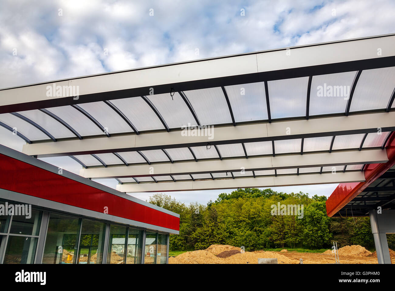 details of aluminum facade and aluminum panels on industrial building ...