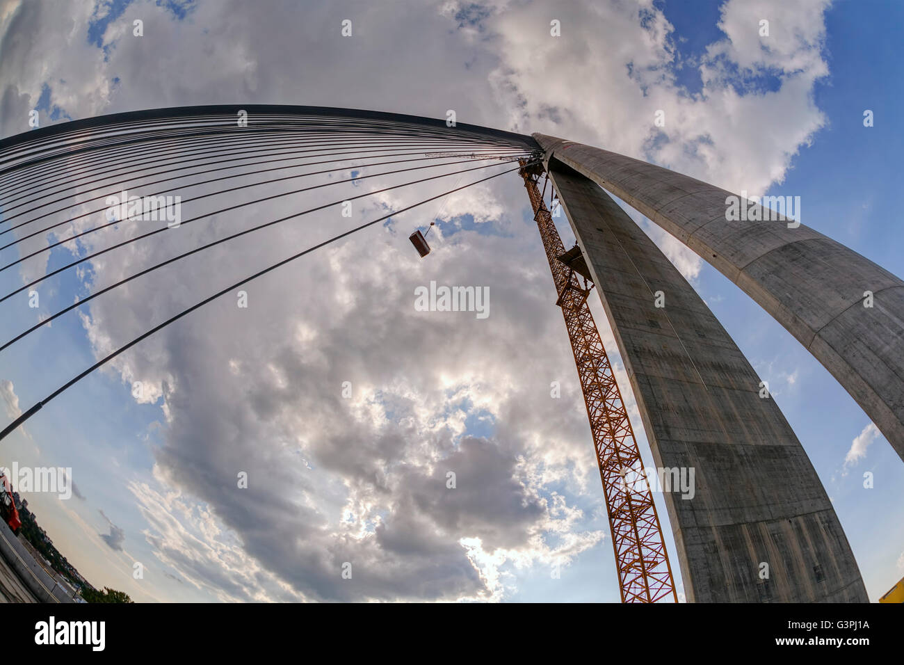 Architecture of Ada Bridge on river Sava, day time Stock Photo - Alamy