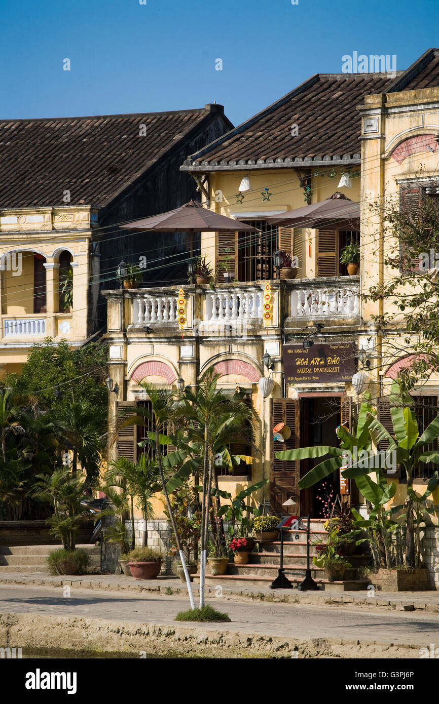 Promenade, boulevard along the Hoi An River, Vietnam, Southeast Asia ...