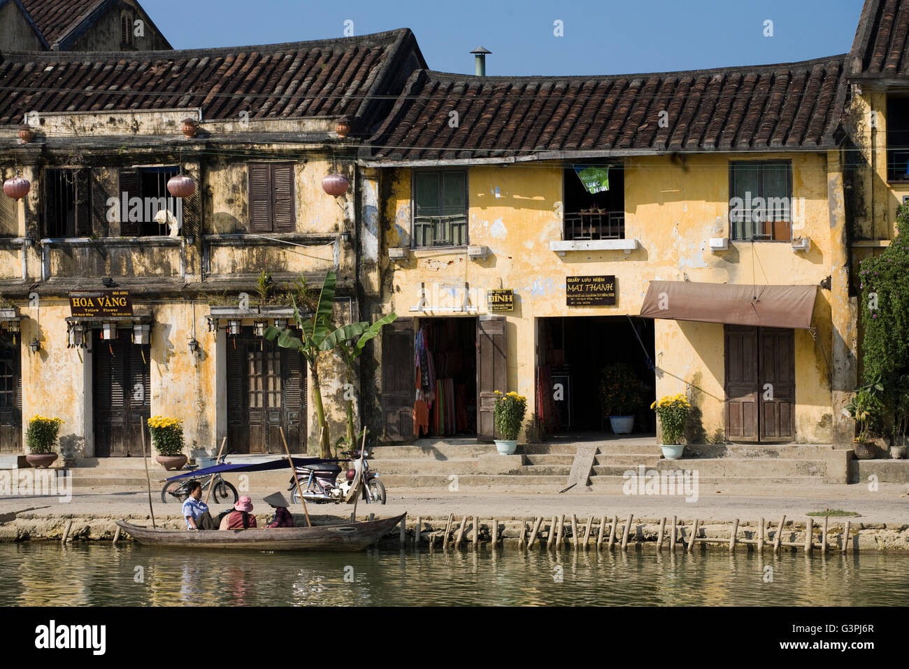 Promenade, boulevard along the Hoi An River, Vietnam, Southeast Asia ...
