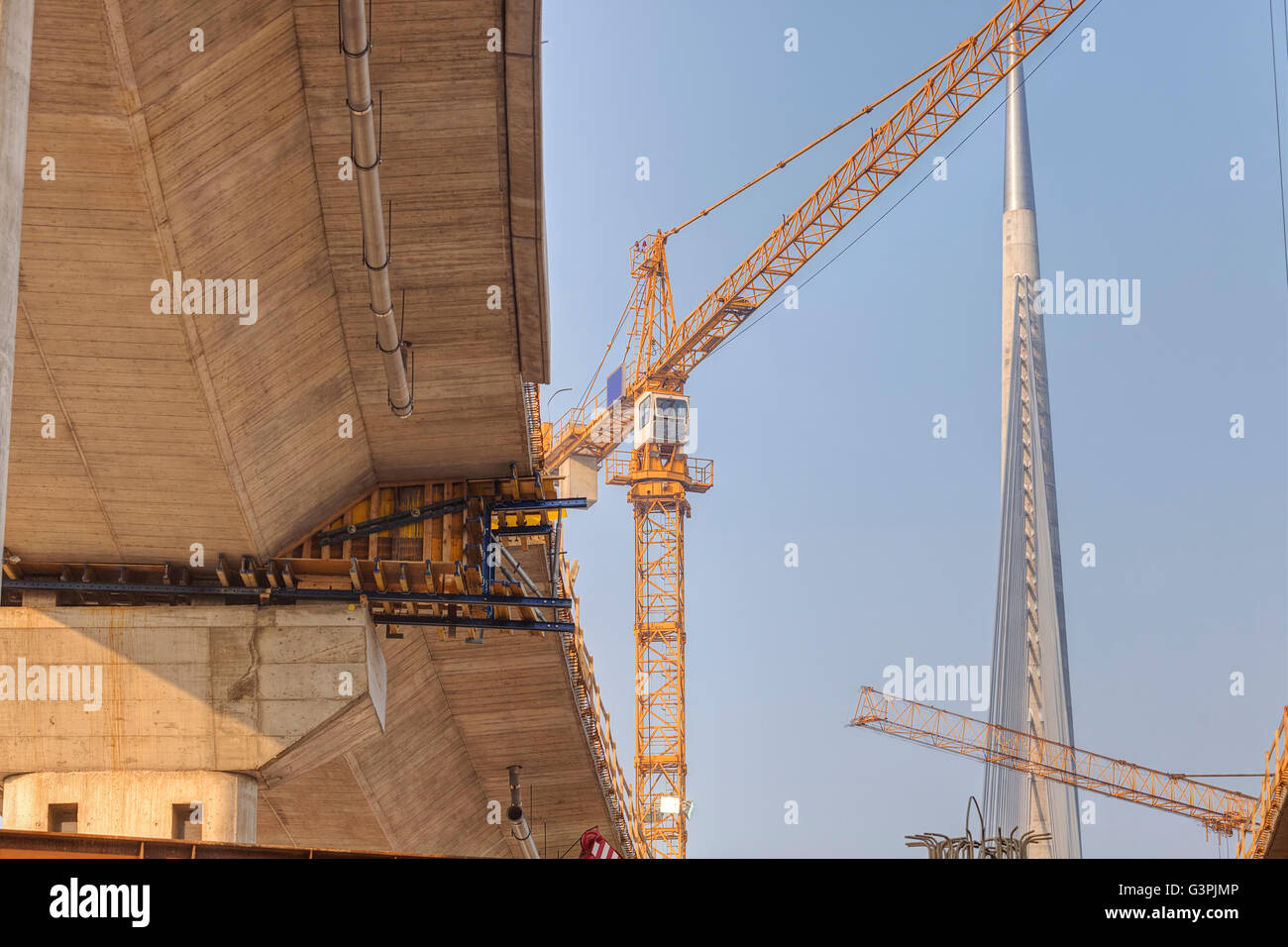 Architecture of Ada Bridge on river Sava, day time Stock Photo - Alamy
