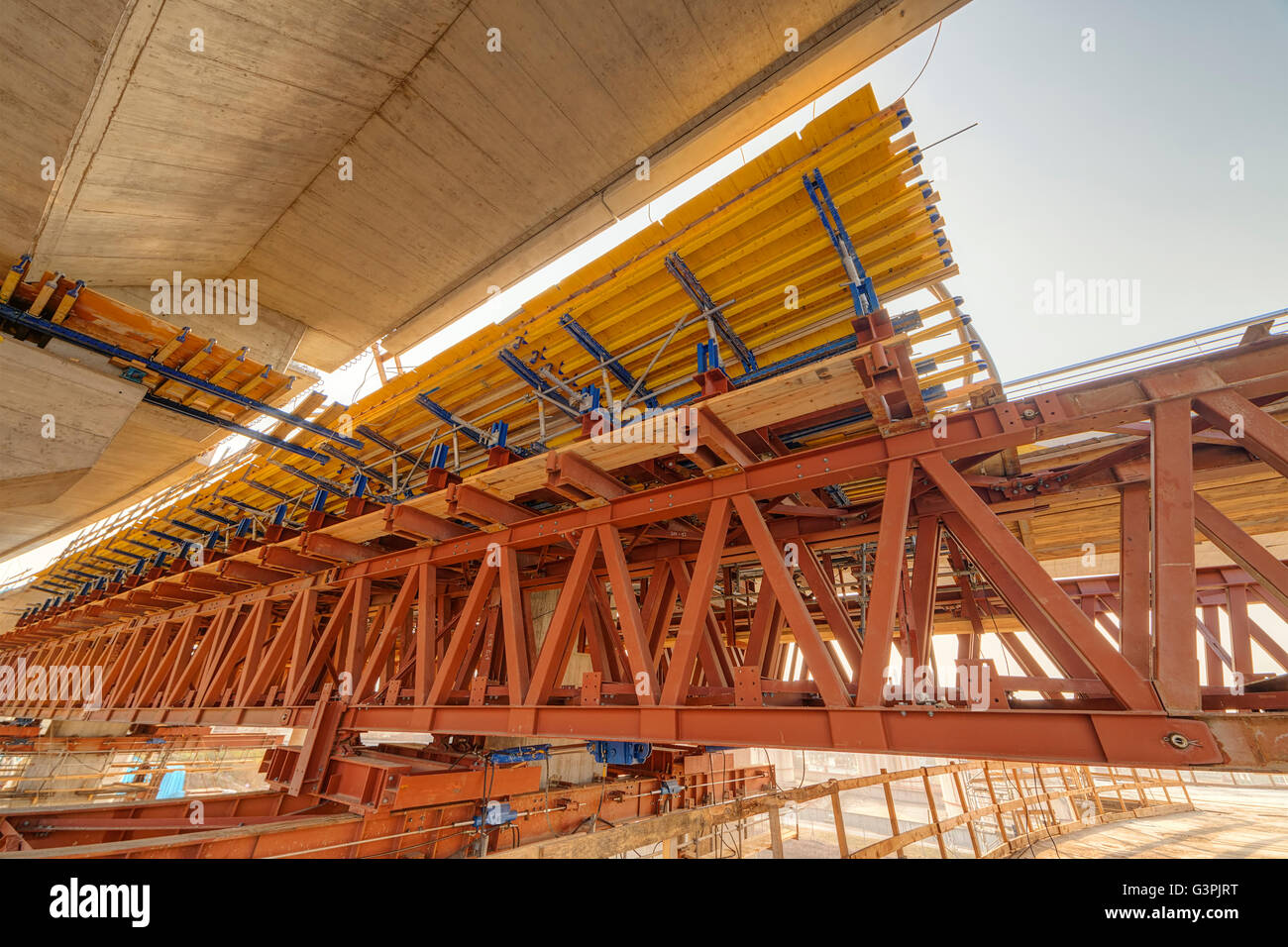Building Ada Bridge on river Sava process Stock Photo - Alamy