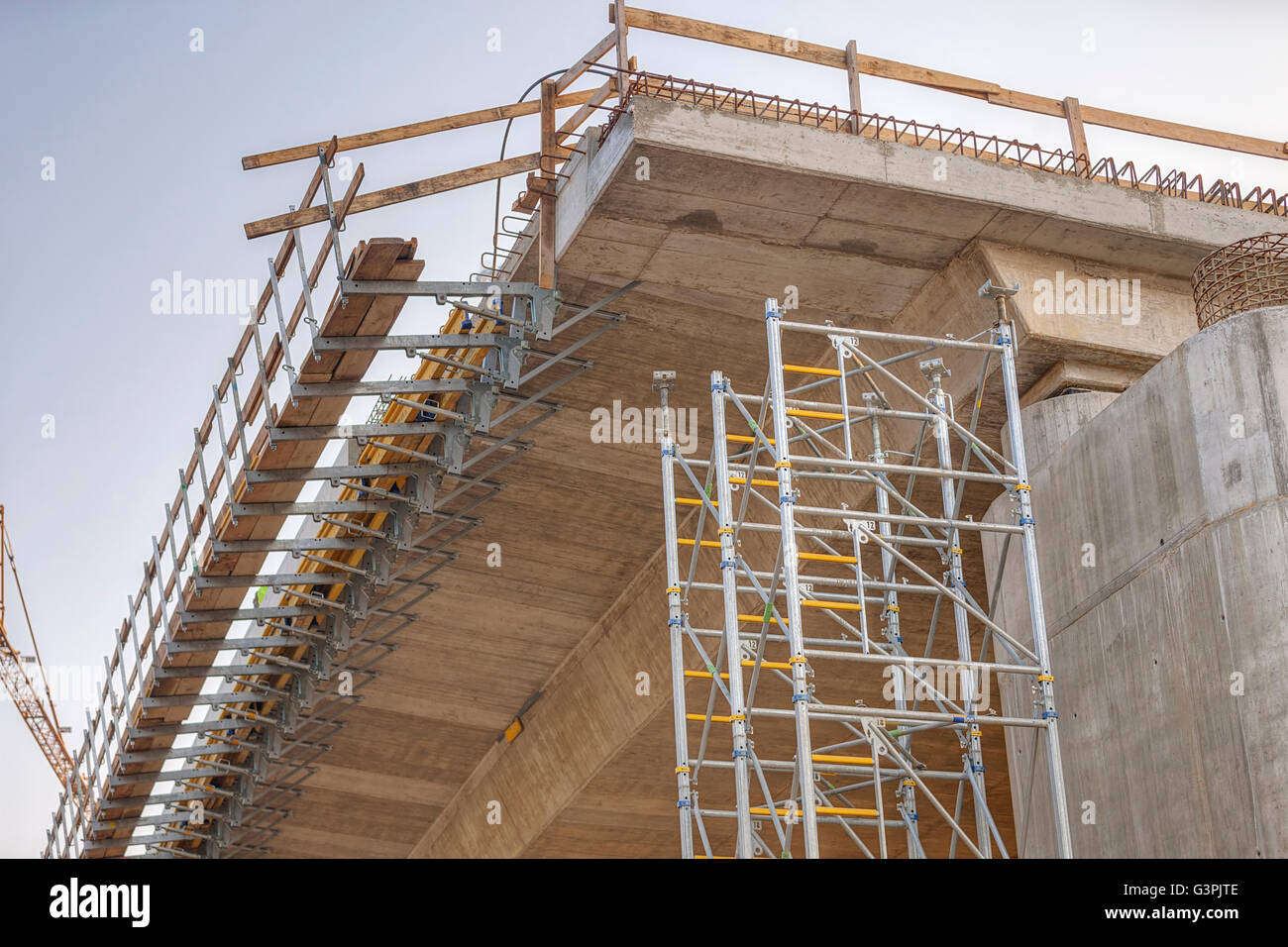 Building Ada Bridge on river Sava process Stock Photo - Alamy