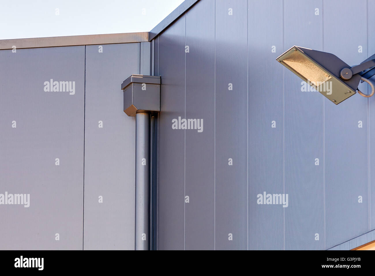 Details of gray facade made of aluminum panels on industrial building ...