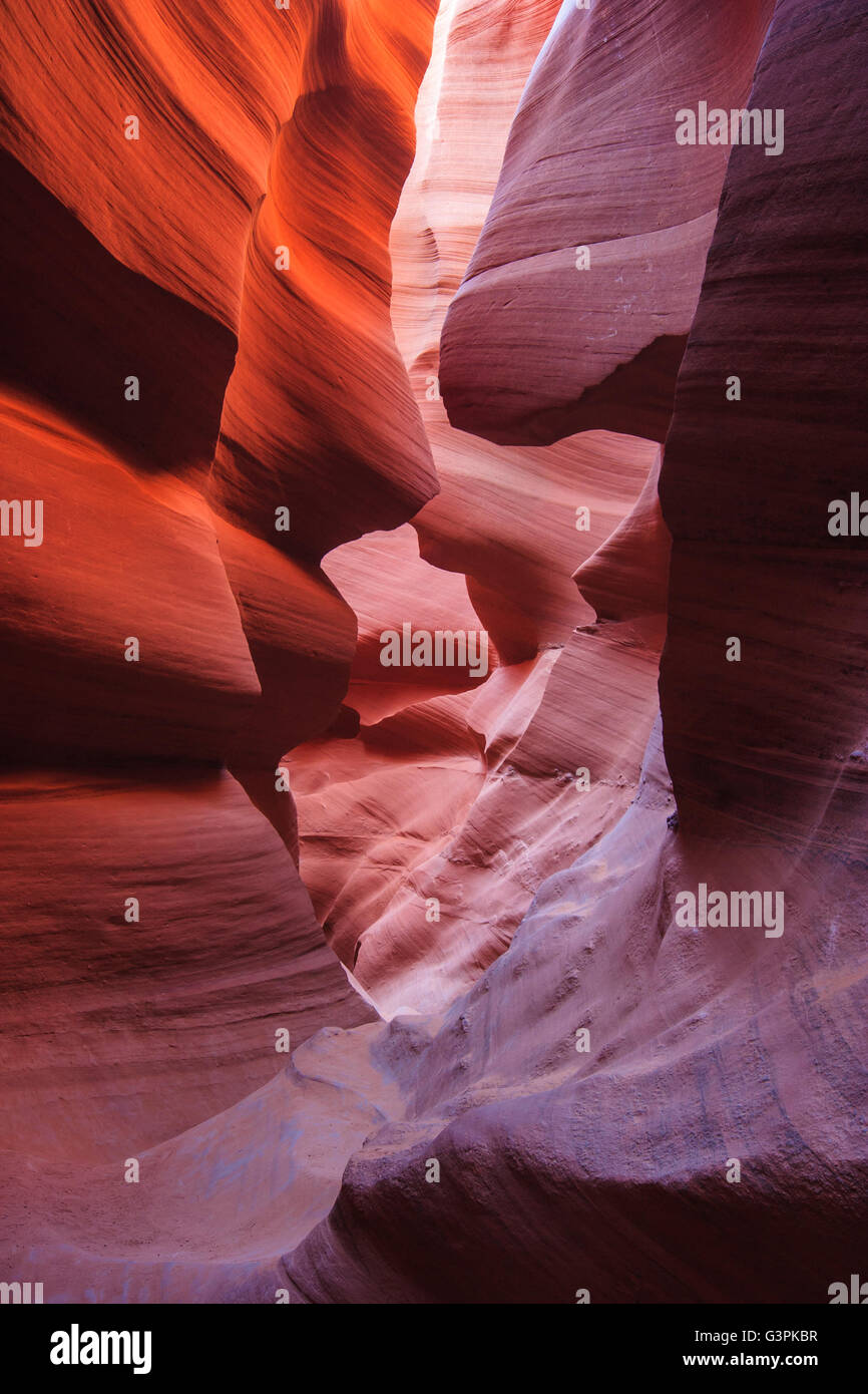 Colorful sandstone walls of Upper and Lower Antelope Canyon near Page ...