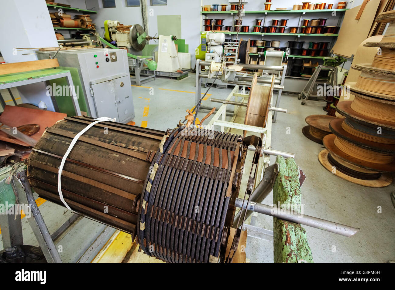 details of broken high voltage power transformer at repair shop Stock ...