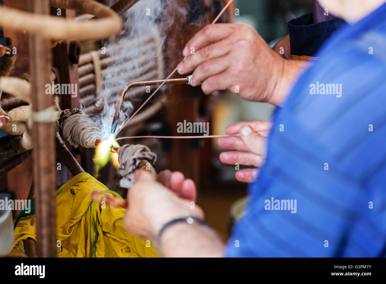 details of broken high voltage power transformer at repair shop Stock ...