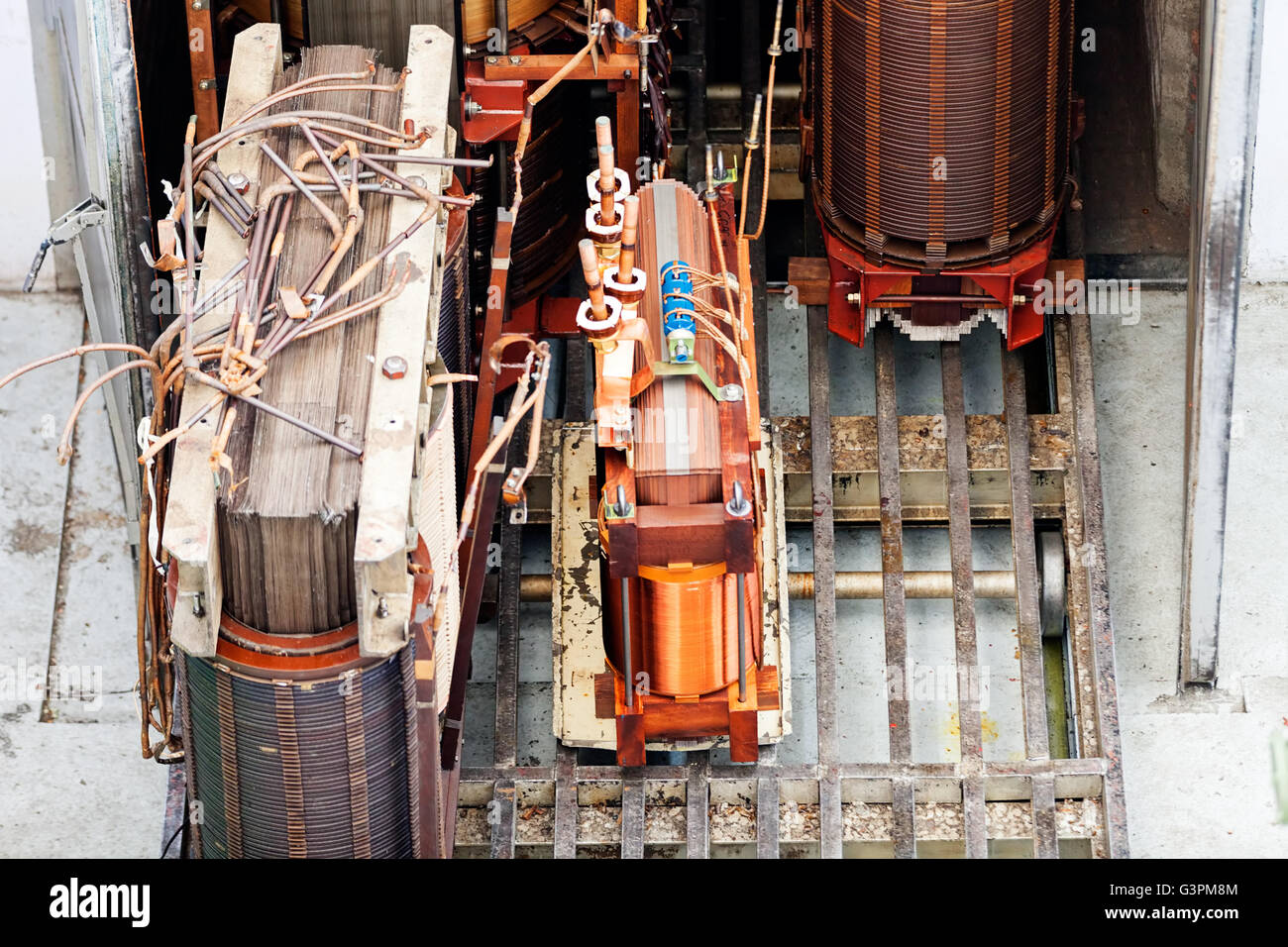 details of broken high voltage power transformer at repair shop Stock ...