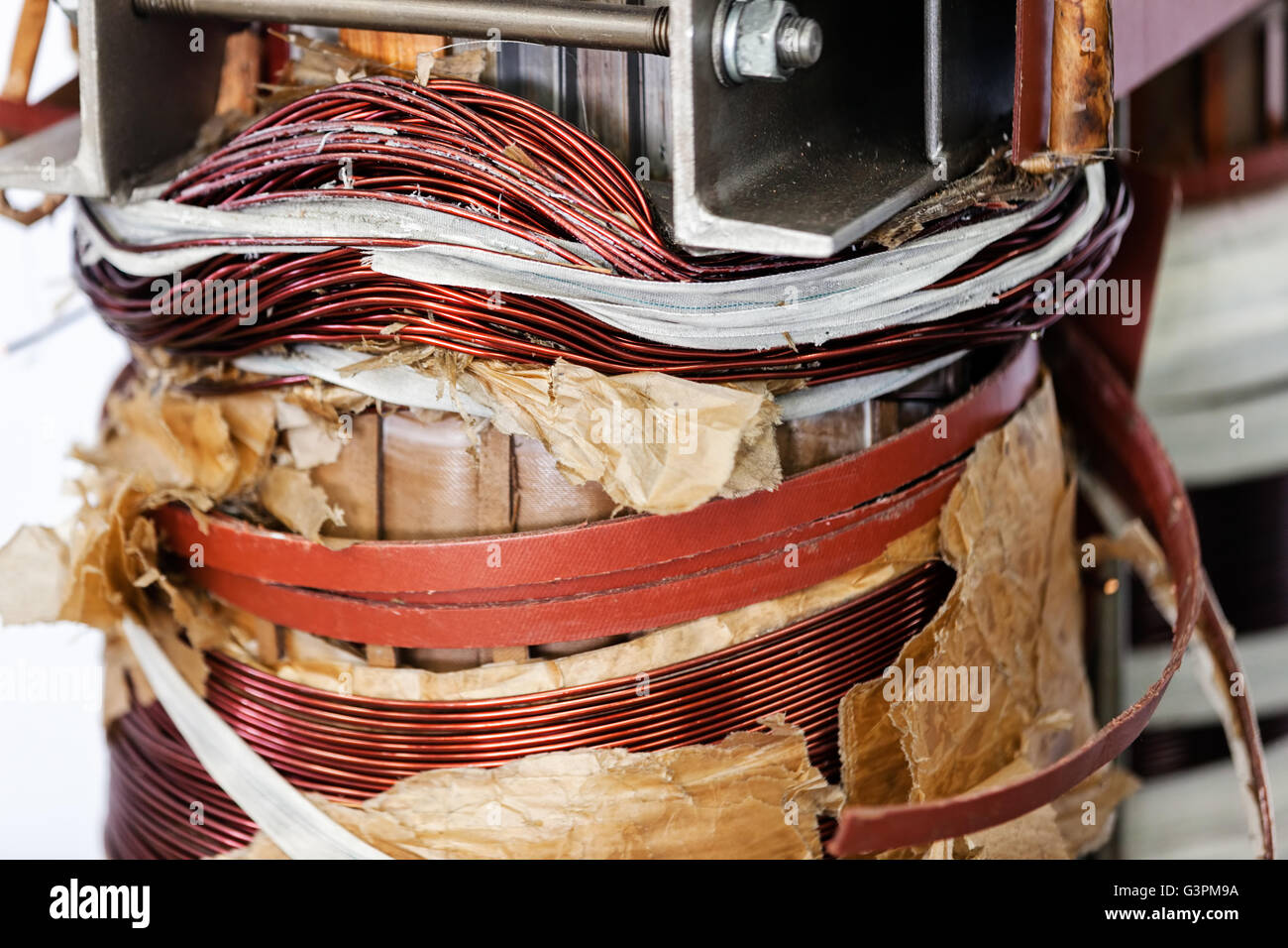 details of broken high voltage power transformer at repair shop Stock ...