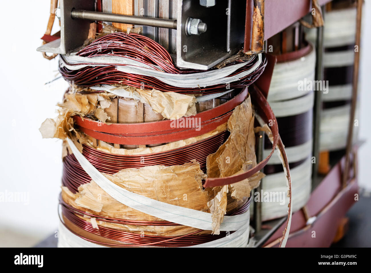 details of broken high voltage power transformer at repair shop Stock ...