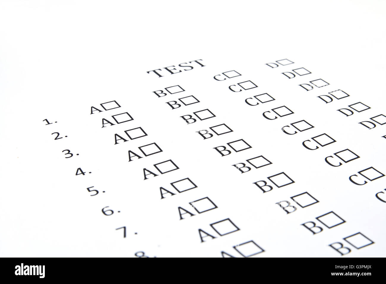 Multiple choice test form hi-res stock photography and images - Alamy