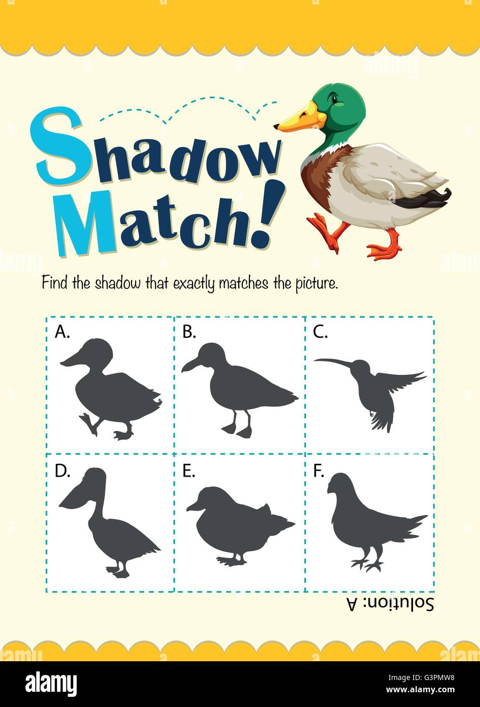 Game template for shadow matching duck illustration Stock Vector Image ...